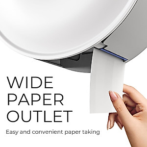 PLUSSEN Toilet Tissue Dispenser Wall Mount, Adhesive No Drilling Jumbo Roll Toilet Paper Towel Dispenser, 9 Inch Single Roll Toilet Paper Dispenser Key Lock, ABS Plastic, White-PN51023