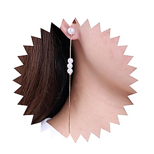 Sttiafay Vintage Pearl Dangle Earrings Long tassel pearl earrings Gold Pearl Chain Earrings Pearl Wedding Drop Earrings Jewelry for Women and Girls