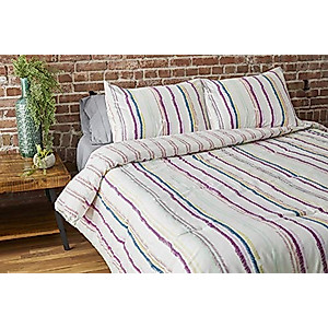 Refinery29 | Paulina Bedding Collection Modern Reversible Luxury Ultra Soft Comforter, All Season Premium 4 Piece Set, Design for Home Hotel Décor, (Full/Queen, White)