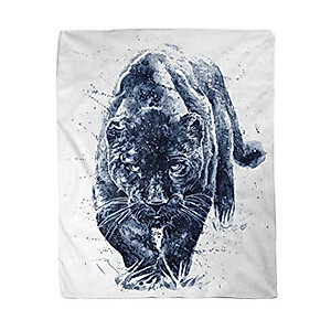 rouihot 60x80 Inches Throw Blanket Beautiful Panther Watercolor Painting Predator Animals Jaguar Big Black Warm Cozy Print Flannel Home Decor Comfortable Blanket for Couch Sofa Bed