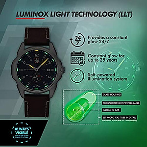 Luminox - Atacama Adventurer Field XL.1763 - Mens Watch 42mm - Adventure Watch in Brown/Silver Date Function - 200m Water Resistant - Sapphire Glass - Mens Watches - Made in Switzerland