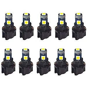 BlyilyB 10-Pack T5 37 74 LED Bulb With Twist Lock Socket PC74 PC37 Dashboard Instrument Panel Gauge Cluster Light