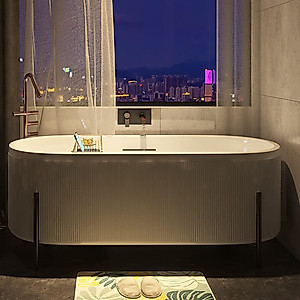 PLKO Bathtub Tray,Stainless Steel Shower Bathtub Caddy Tray with Removable Book Holder Red Wine Rack Holder, for Home Kitchen Bathroom,Gold