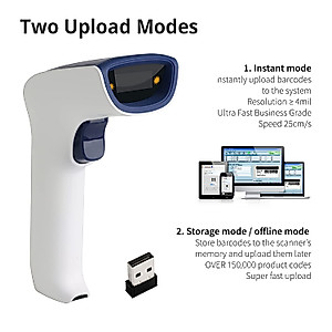 ScanAvenger Wireless Portable 1D Bluetooth Barcode Scanner: Hand Scanner 3-in-1, Cordless, Rechargeable Scan Gun for Inventory - USB Barcode Reader (1D Only with No Next Gen Stand)