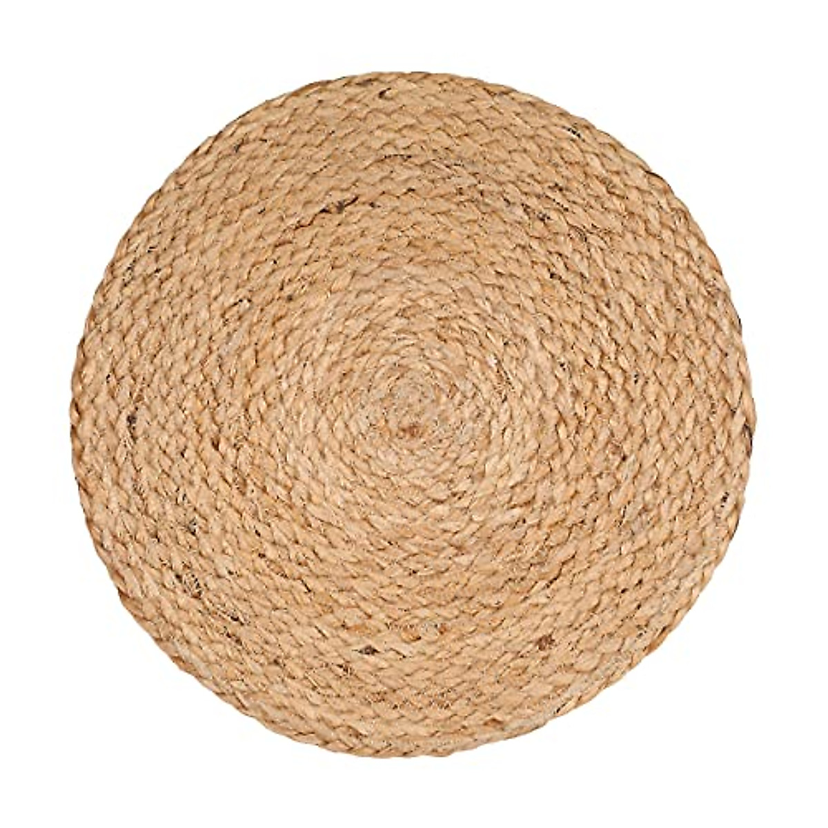 Farmhouse Jute Braided Placemat Set of 4 - Round Hand Beaded Charger Placemat -Hand Made by Skilled artisans - A Beautiful complement to Your Dinner Table décor - Natural - 13 Inch Round