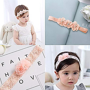 MEISO 10 Pcs Baby Girls Headbands Super Stretchy Headband and Bows for Newborn Lace Petals Flower Hair Accessories Baby Girl Gift