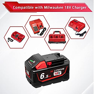 GROWFEAT 2Pack 6500mAh Replacement Battery for Milwaukee M-18 Battery