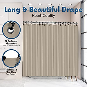 Premium Shower Curtain Liner, 72"W X 70"H - PVC-Free, 6G PEVA Shower Curtain with 12 Rust Proof Grommets And Magnet-weighted Bottom Hem - Moisture Stain Proof Shower Curtain Liner (Taupe)
