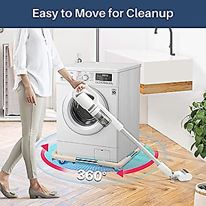 SPACECARE Mini Fridge Stand Furniture Dolly Mobile Roller with 4 Locking Wheels-Base Adjustable Refrigerator Washing Machine Stand Moving Cart- Appliance Dolly Cart Roller Pedestal -Off White