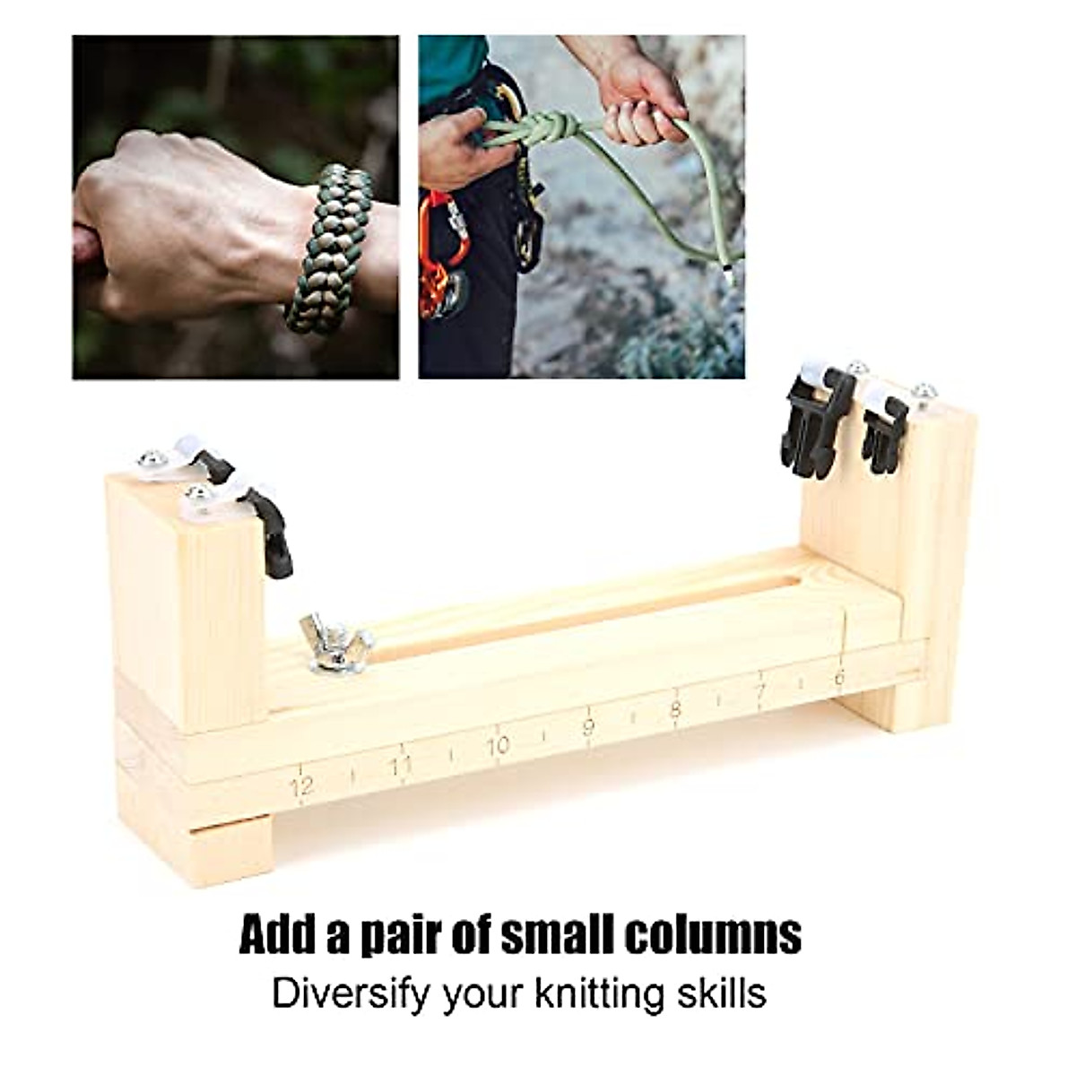 plplaaoo Paracord Bracelet Jig, Adjustable Paracord Jig Woven Wooden Frame, Wristband Maker Paracord Braiding Weaving DIY Craft Tool Kit, Paracord Braiding Weaving Craft Tool