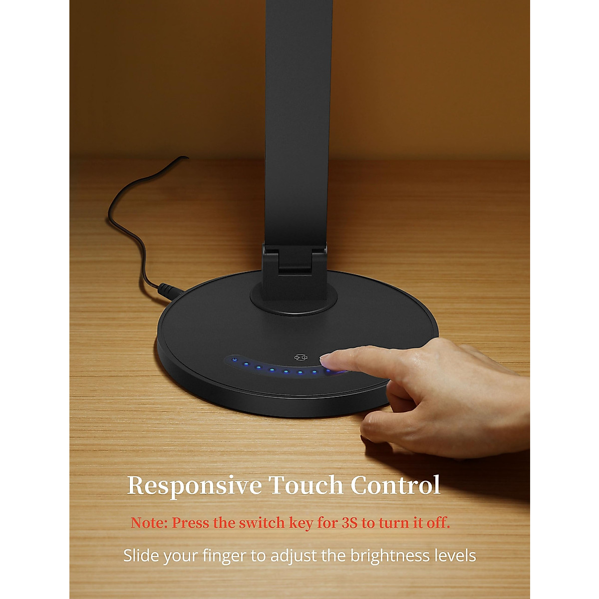 soysout LED Desk Lamp, Eye-Caring Table Lamp with USB Charging Port, 5 Lighting Modes with 7 Brightness Levels, Touch Control, 12W (Black)