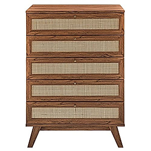 Modway Soma 5 Chest of Drawers in Walnut, 31 x 18.5 x 44.5