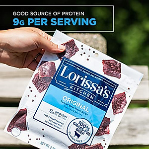 Lorissa's Kitchen Premium Grass-Fed Steak Strips, Original, 2.25 Oz. 1 Count - No Added MSG or Nitrites, Keto Friendly Snacks & Gluten Free, More Tender Than Traditional Beef Jerky
