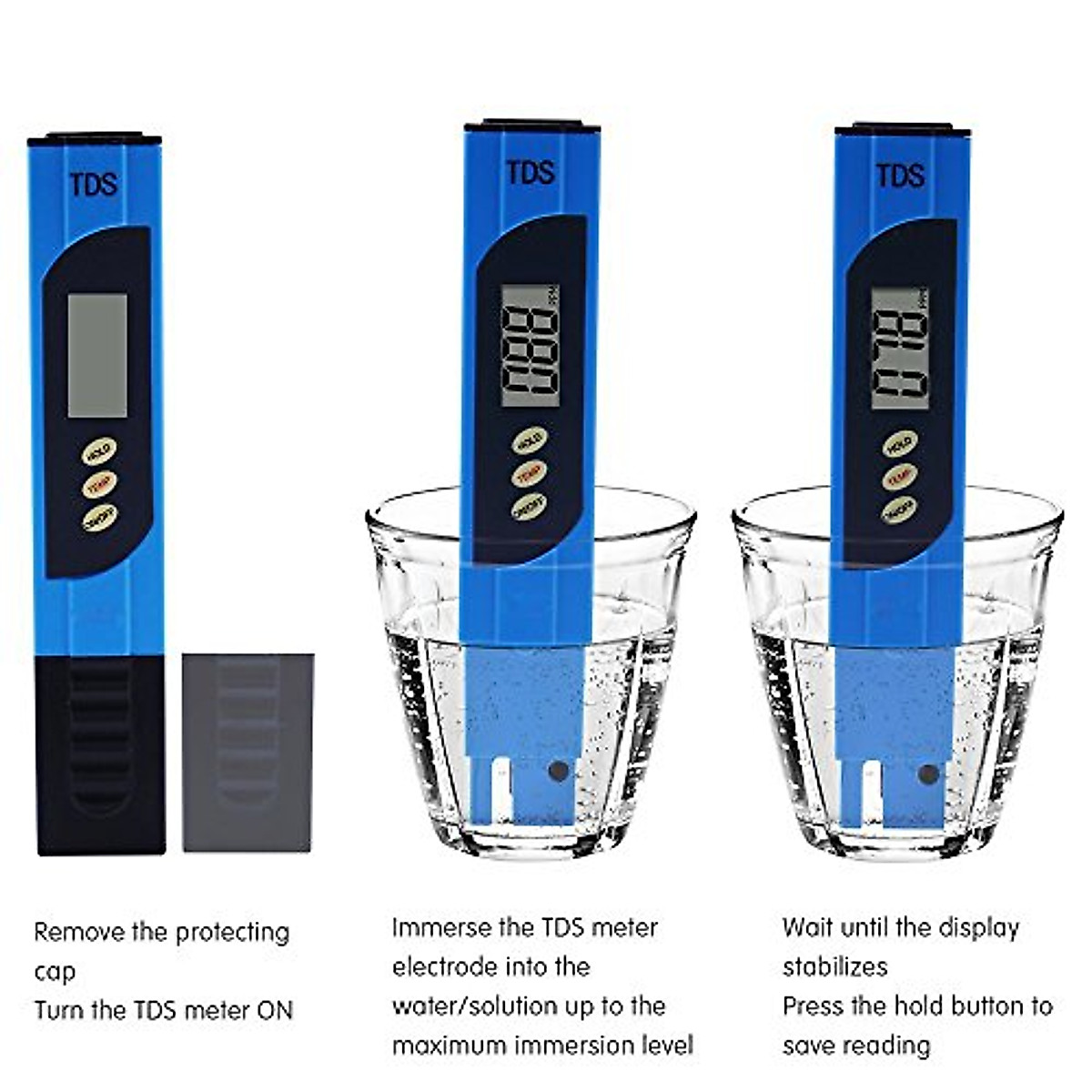 TDS Water Quality Tester,AMZSTAR Portable High Accuracy Handheld TDS Water Quality Digital Tester Meter with 0-9990 ppm Measurement Range,TDS Digital Measurement(Measured Water)