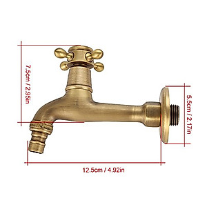Vintage Solid Brass Single Handle Faucet Washing Hine Faucet Wall Mounted Water Tap Laundry Utility Room Sink Faucets(1#)
