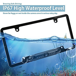 License Plate Frame Backup HD Camera Night Vision Rear View 8 IR LED 170° Angle Waterproof Compatible with Pioneer Car Radio AVH-120BT AVH-210EX AVH-2550NEX AVH-X490BS DMH-100BT DMH-160BT AVHX490BS