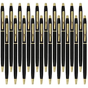 Cambond Black Pens, Ballpoint Pen Bulk Black Ink 1.0 mm Medium Point Smooth Writing for Men Women Police Uniform Office Business, 20 Pack (Black) - CP0101-20