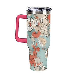 Shih Tzu 40 Oz Car Cup Stainless Steel Travel Mug Leak-Proof Insulated Tumbler with Handle Light Rose Red-style