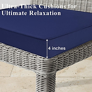 MJIAIDEA Outdoor Chair Cushions Set of 2 for Patio Furniture 22x22x4 Inch Waterproof Patio Chair Cushion 3 Year Color Fastness Square Elastic Foam Garden Sofa Couch Pads with Ties and Handle,Blue