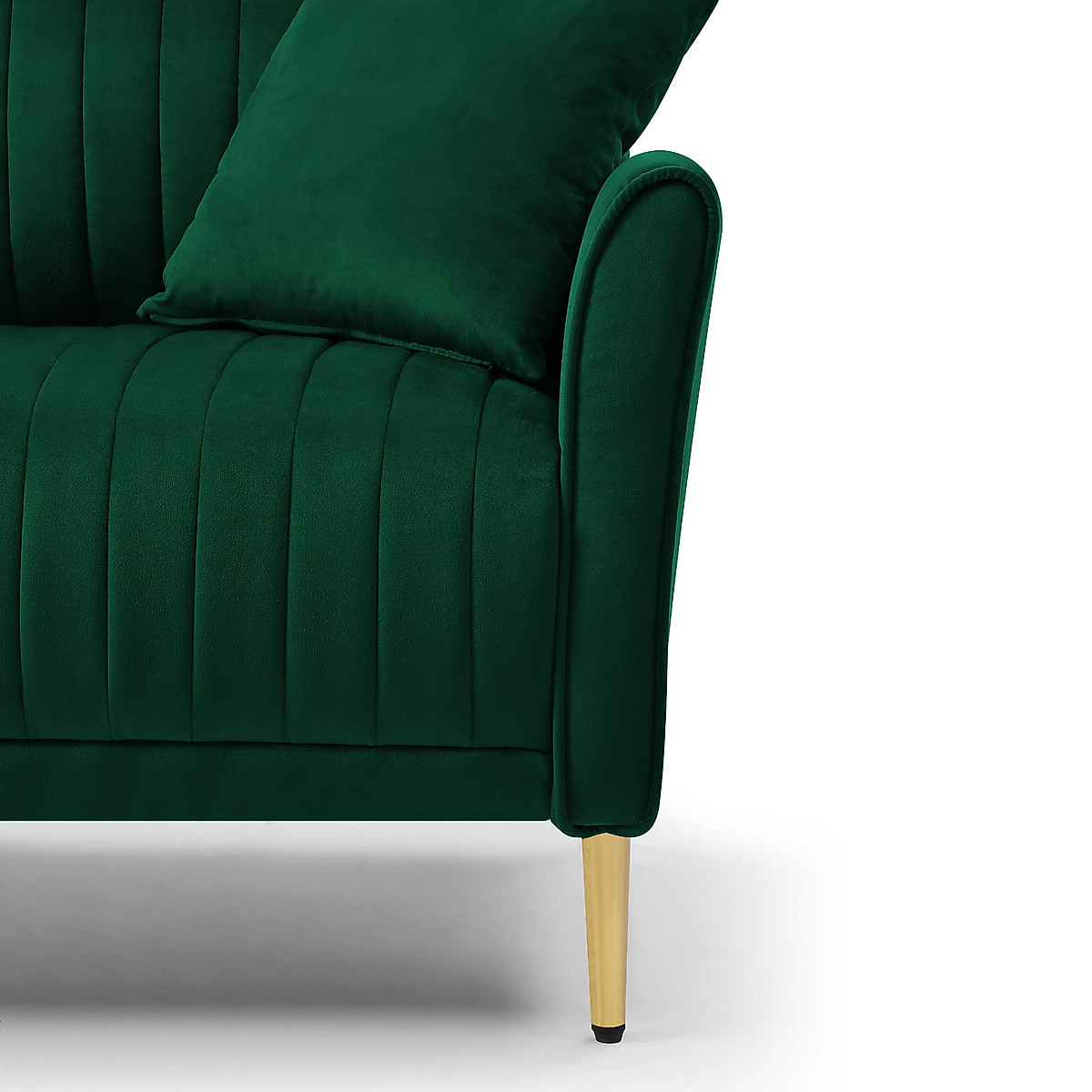 anwickjeff Modern Velvet Accent Chair, Green, Soft Velvet Sofa Couch Chair with Gold Metal Legs, Adjustable Backrest Pillow, Comfortable Club Armchair for Living Room, Office, Reading