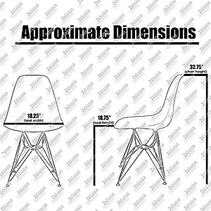 2xHome Eiffel Wire Legs and Armless Seat for Dining Room Blue Plastic Side Chair with Chrome Plated