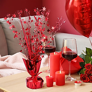 Crowye 18 Pieces Metallic Foil Spray Centerpiece Party Star Foil Spray Centerpiece Table Decoration Burst Centerpieces Metallic Table Centerpieces for Birthday Party Season Holiday (Red)