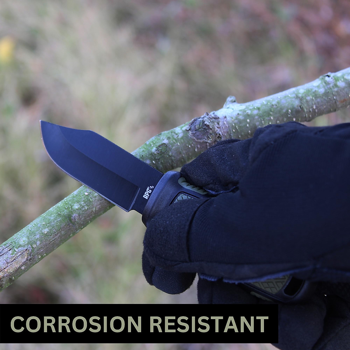 RPG Mini Small Black Full Tang Fixed Blade EDC Tactical Neck Knife with Link Chain Necklace & Plastic Molded Sheath - Concealable Minimalist EDC Survival Knife - 2.5 inch Blade - Stainless Steel