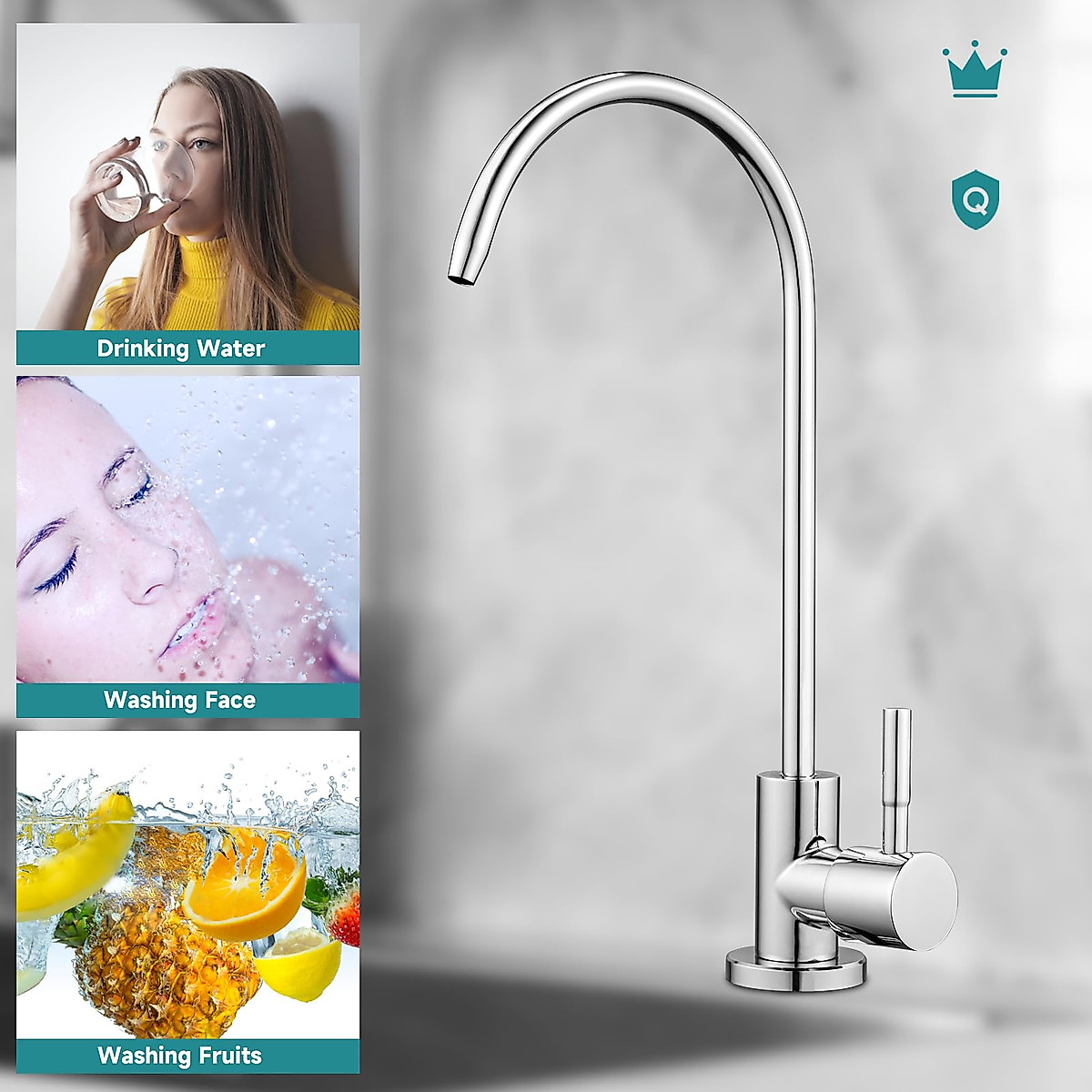 FVITA Drinking Water Kitchen Faucet Chrome Stainless Steel Sink Filter Water Faucet Reverse Osmosis Water Filter Faucet