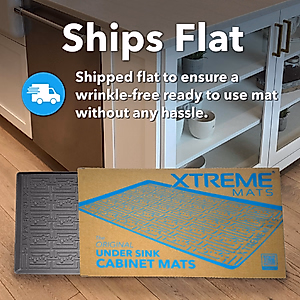 Xtreme Mats Waterproof Under Sink Mat (Gray 25" 1/4 x 19 1/4) Shelf Liner Cabinet Liner for Home Bathroom Vanity Cabinets Plumbing Leak Water Damage Prevention Flexible Under Bathroom Sink Driptray