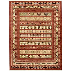 Unique Loom Fars Collection Area Rug - Pasadena (9' x 12' 2" Rectangle, Rust Red/ Black)