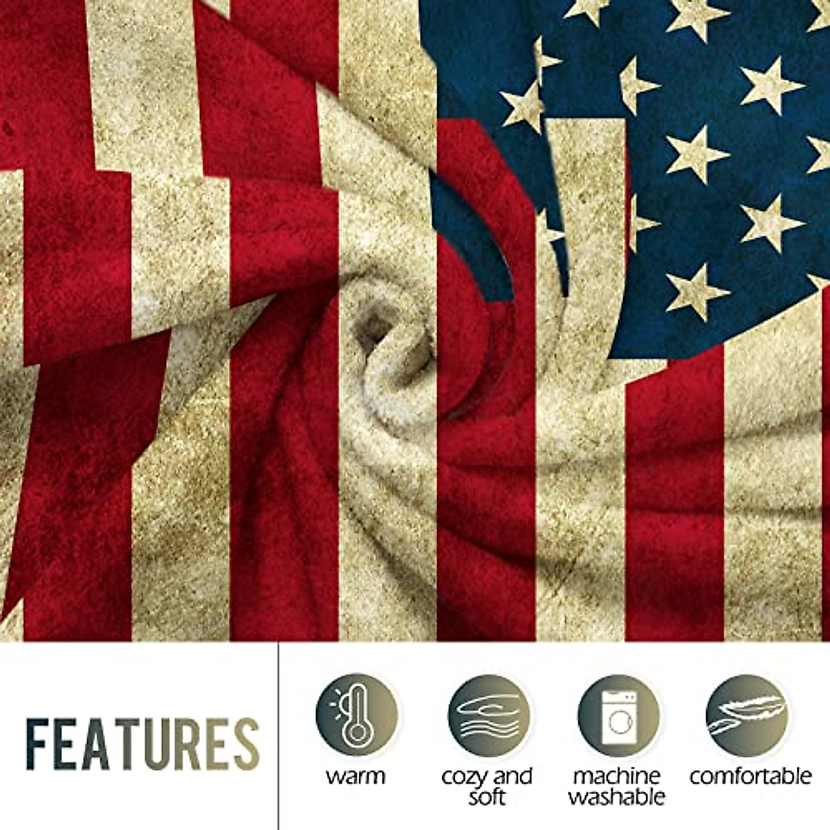 Levens US Flag Throw Blanket Gifts for Women Girls Boys, America Retro Decor for Couch Bed Sofa Travelling Camping, Birthday Christmas Soft Cozy Lightweight Blankets for Kids Adults Twin 60"x80"