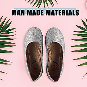 NORTY 12 Fashion Ballerina Shoes for Girls - Ballet Slippers for Toddlers and Big Kids - Dance and Ballet Flats - Runs Two Sizes Small - Red Glitter