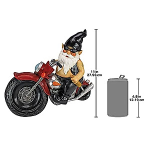 Design Toscano QM7512103 Axle Grease The Biker Garden Gnome Motorcycle Statue, full color