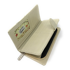 Shag Wear Flamingo Large Animal Wallet for Women and Teen Girls Vegan Faux Leather Beige 7"