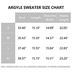 ZAFUL Women's Sweaters Long Sleeve V-Neck Argyle Knitted Crop Sweater Pullover Tops Green