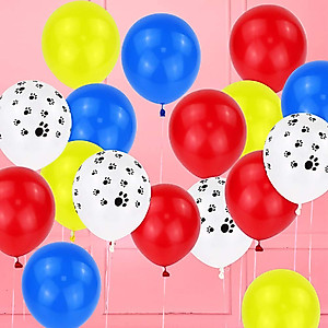 Holicolor 100pcs Paw Patrol Balloons Colorful Latex 12inches with Dog Paw Print Balloons for Birthday Paw Patrol Theme Decorations