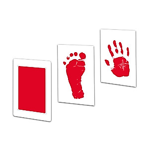 Xingwenice Baby Handprint or Footprint Inkless Pad Kit, Infant Clean Touch Non-Toxic Hand & Foot Stamp, Perfect Baby Shower Keepsake Gifts for Newborn Boys Girls, 2 Packs (Standard, Red)