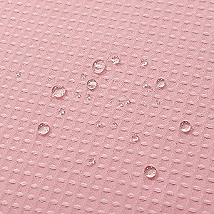 WPM No Hooks Required Shower Curtain with Snap-in Liner Waffle Weave Design, Hotel Grade Style Waterproof & Washable, Mesh top Window Easy Snaphook Bathroom Pink Curtains (72"X74" W/Liner, Blush Pink)