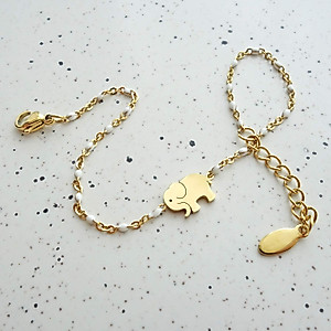Strong Elephant Persevere 24k Gold Filled Bracelet 6.5-8 Inches