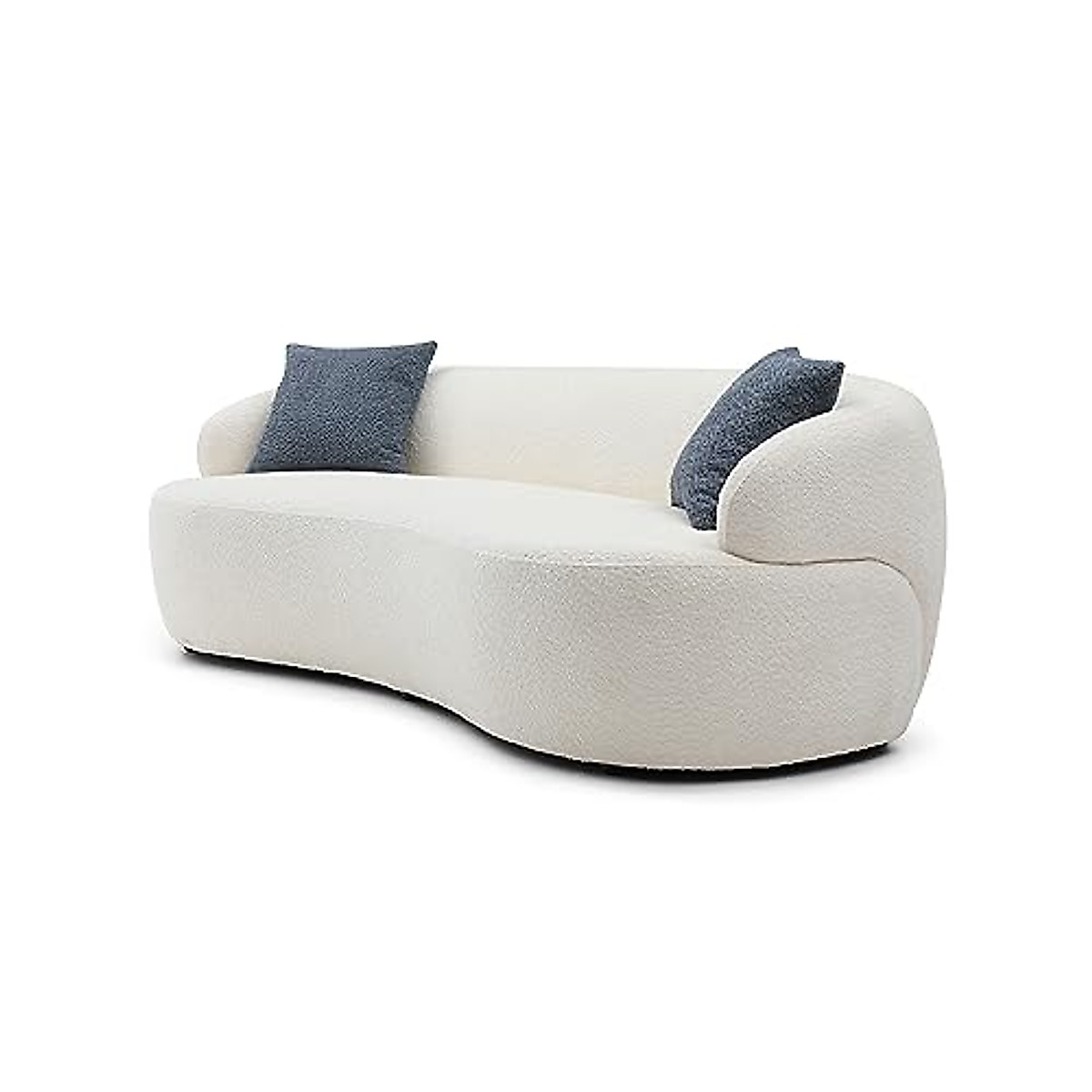 FULife Cloud Curved Sofa Upholstered Deap Sectional Half Moon Couch with 2 Throw Pillows,Modern Luxury 3-Seat Boucle Leisure Sofá for Living Room Furniture Set, 35"D x 86"W x 27"H, Beige Fabric 86"w