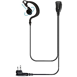 Single Wire Earhook Earpiece for Motorola Radios CLS 1410 CLS 1110 DTR410 DTR550 DTR600 DTR700 RDU4100 RDU4160D RDU2080D RMM2050 RMU2040 RMU2080D RMU2080 RMV2080 DLR1020 DLR1060 VL50, G Shape Headset