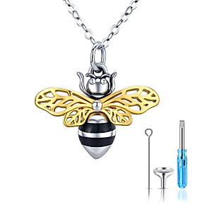 TRISHULA Cremation Jewelry 925 Sterling Silver Bee Pendant keepsake Urn necklaces for Women