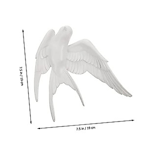 Metal White Sparrow Wall Decor: Large Flying Bird Wall Art Swallow Wall Mount Hanging Figurine 3D Aninal Sculptures for Garden Home Bedroom Living Room