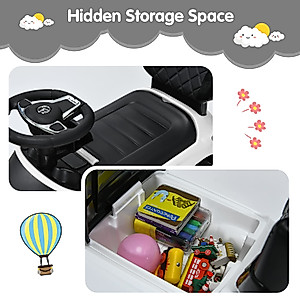 INFANS 3 in 1 Licensed Mercedes Benz Ride on Push Car, Kids Toy Stroller for Toddlers with Push Handle, Baby Foot-to-Floor Sliding Walker with Removable Canopy, Music, Horn, Under Seat Storage (White)