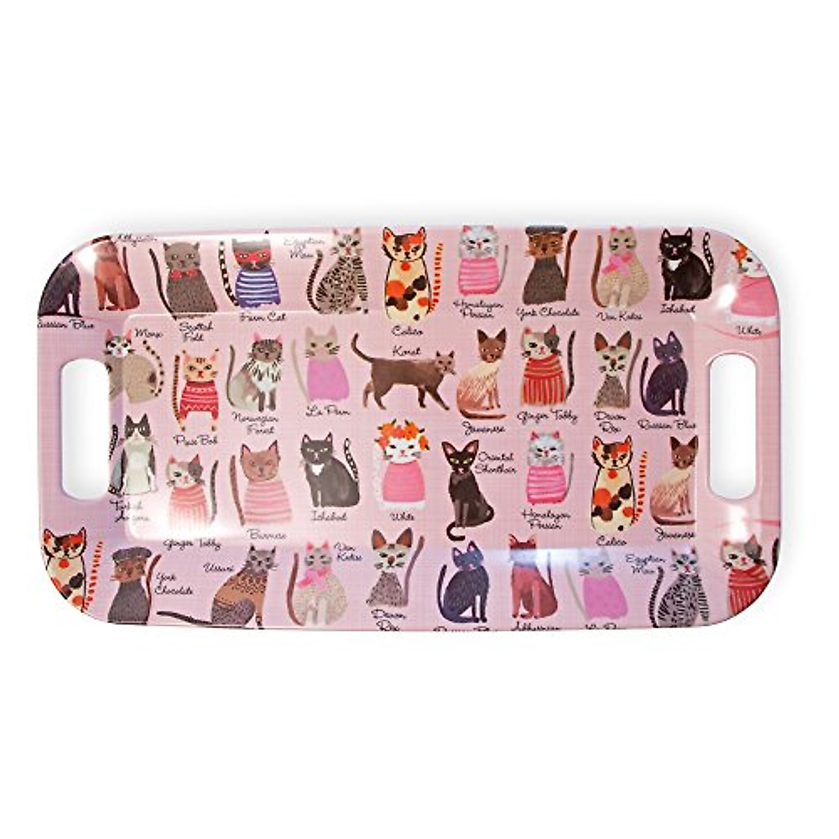 Boston International Melamine Handles, 15 x 8, Cool Cats Serving Tray