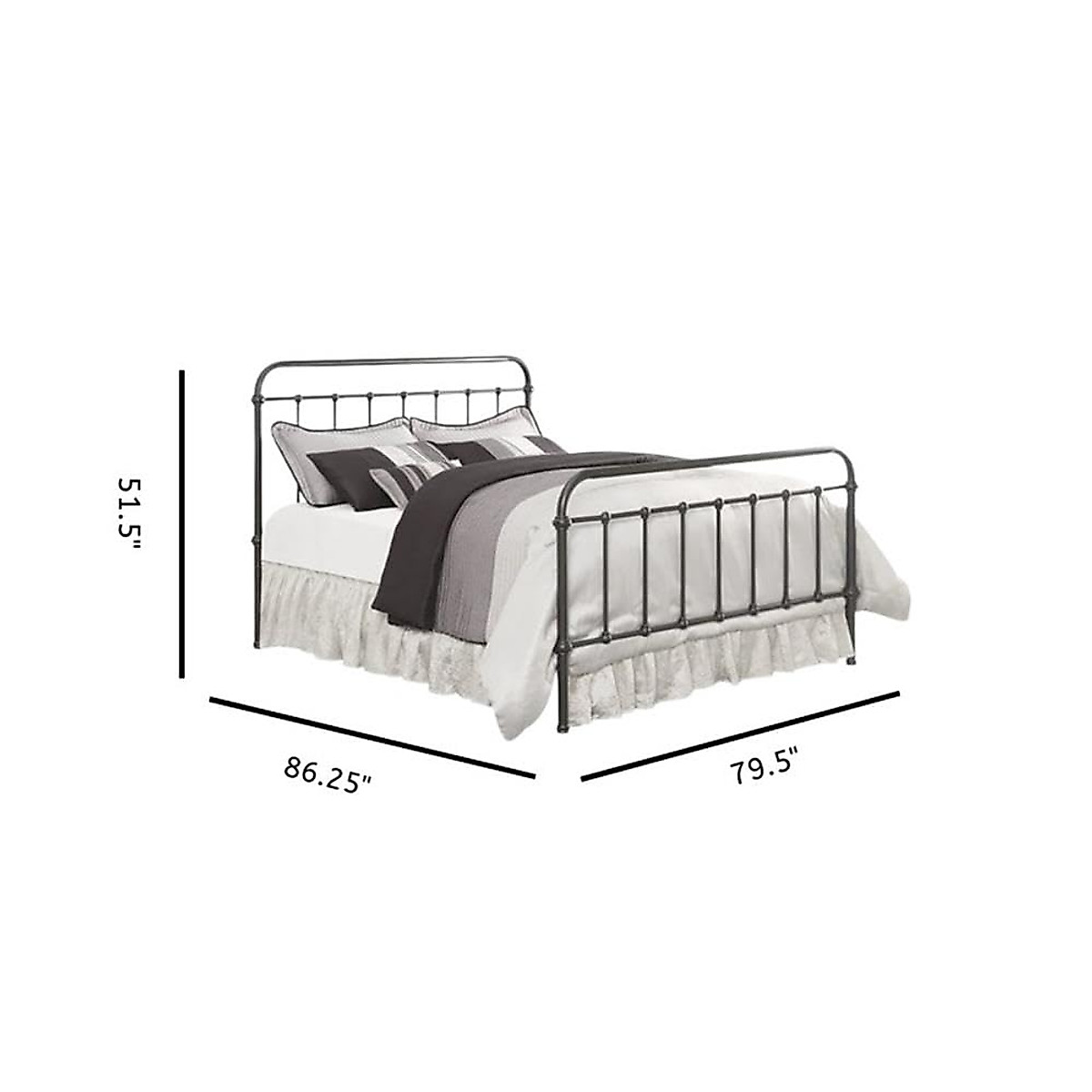 BOWERY HILL Traditional Metal Eastern King Size Spindle Bed in Dark Bronze