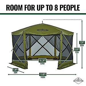Hike Crew 12’ x 12’ Pop-Up Gazebo Screen Tent | Screened 6-Sided Instant Outdoor Canopy Shelter with Stakes, Ropes & Carry Bag for Camping, Sports & Picnic Table | UV Resistant SPF 50+