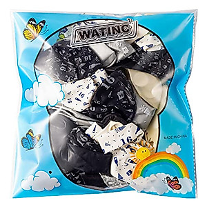 WATINC 36Pcs 16th Navy Blue and Silver Latex Balloons for Teens Boys Girl, 16 Year Old Birthday Confetti Balloon Party Decor, Anniversary Party Photography Backdrop Favor Supplies Decoration (12 Inch)