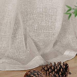 Natural Linen Curtains 108 Inches Extra Long Rod Pocket Semi Sheer Curtain Drapes Elegant Casual Linen Textured Window Draperies, Light Filtering Privacy Added Home Fashion 2 Panels, Angora