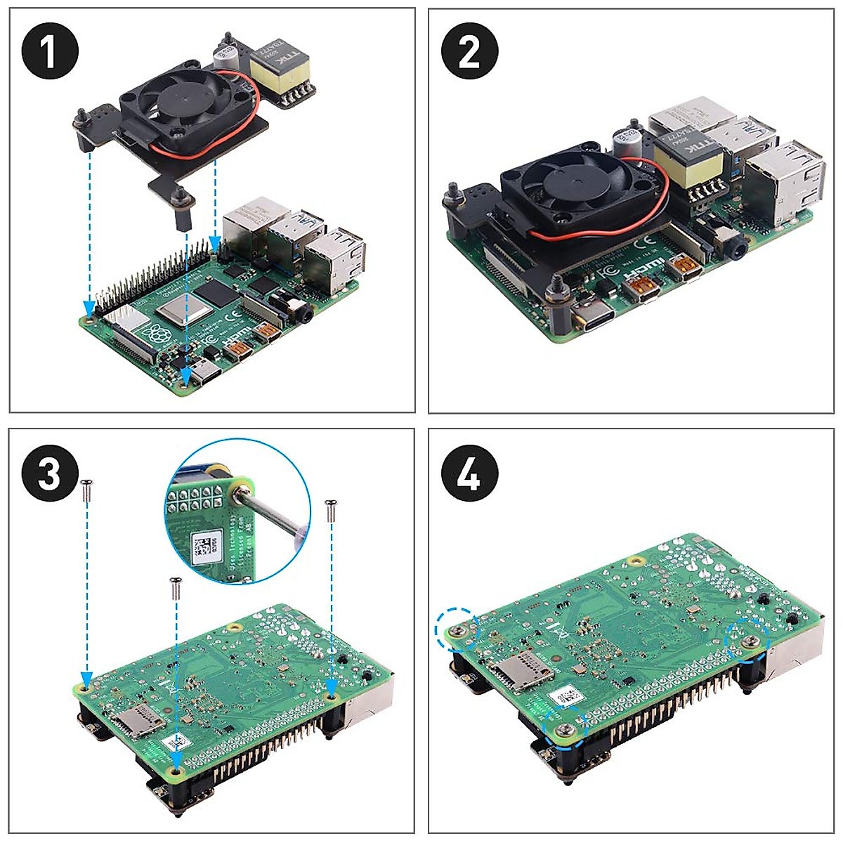 GeeekPi Isolated PoE HAT for Raspberry Pi 4, Support IEEE 802.3af or 802.3at PoE Standard,with Cooling Fan 30x30x7mm for Raspberry Pi 4 Model B / 3B+ 3B Plus